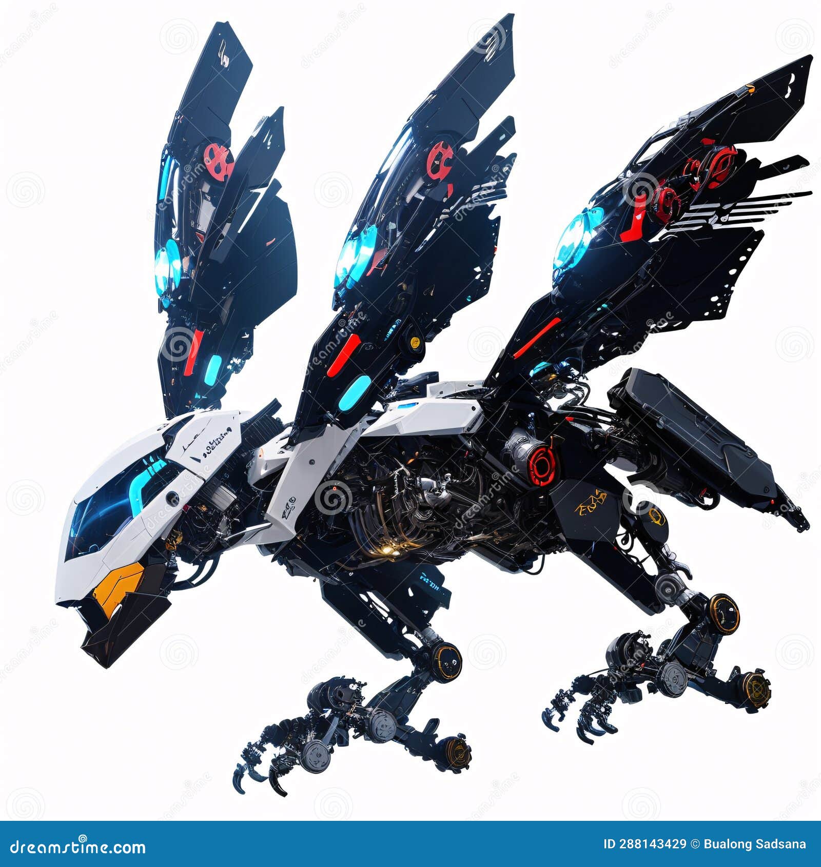 The Technology Isolated on the White Background is a Flying Robotic ...