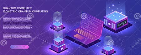Technology Isometric Infographic Design for Quantum Computer, Stock ...