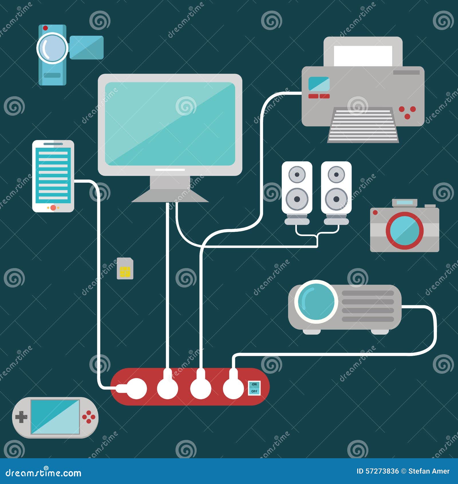 Technology items set stock vector. Illustration of media - 57273836