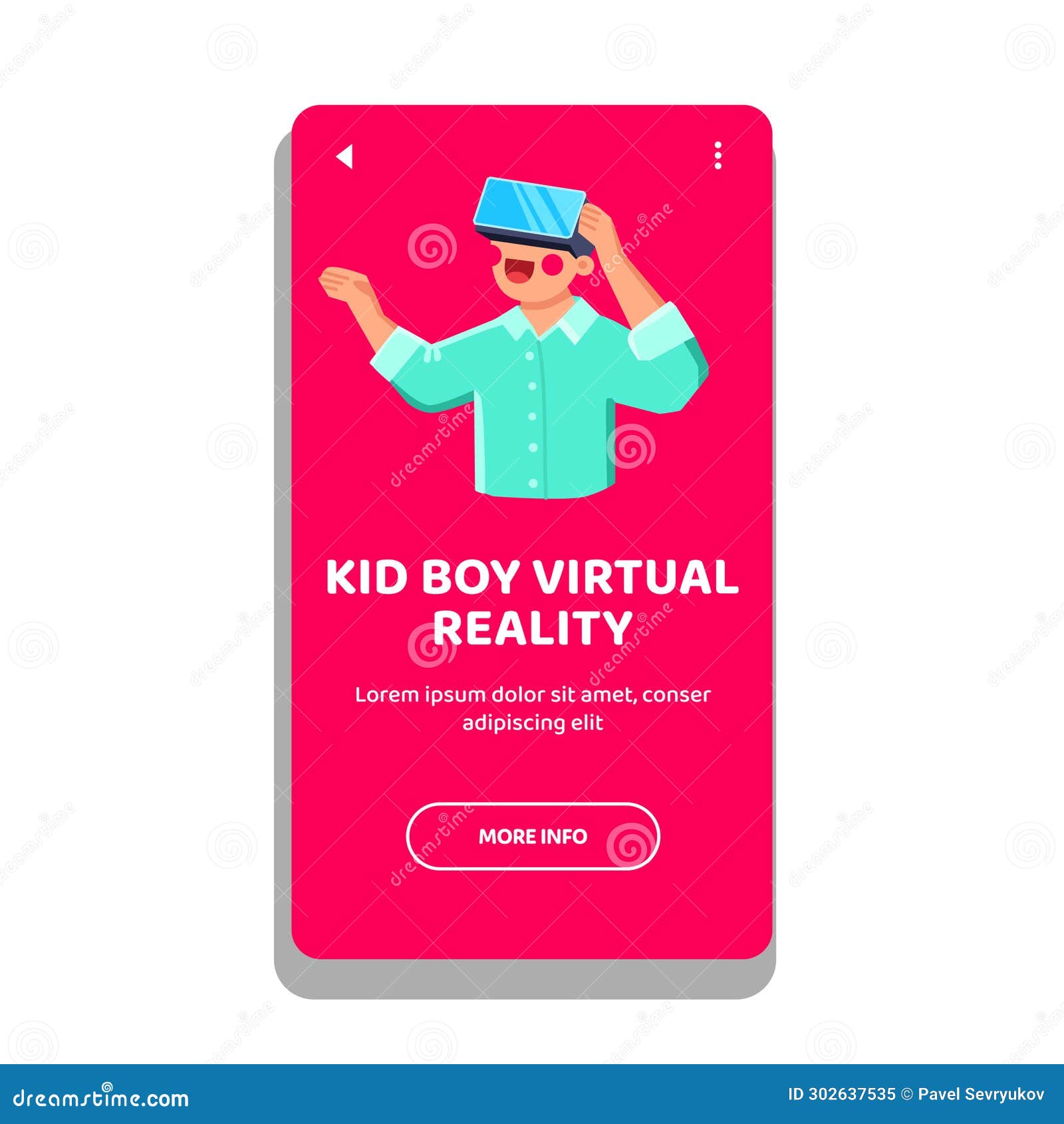 Technology Kid Boy Virtual Reality Vector Stock Illustration ...