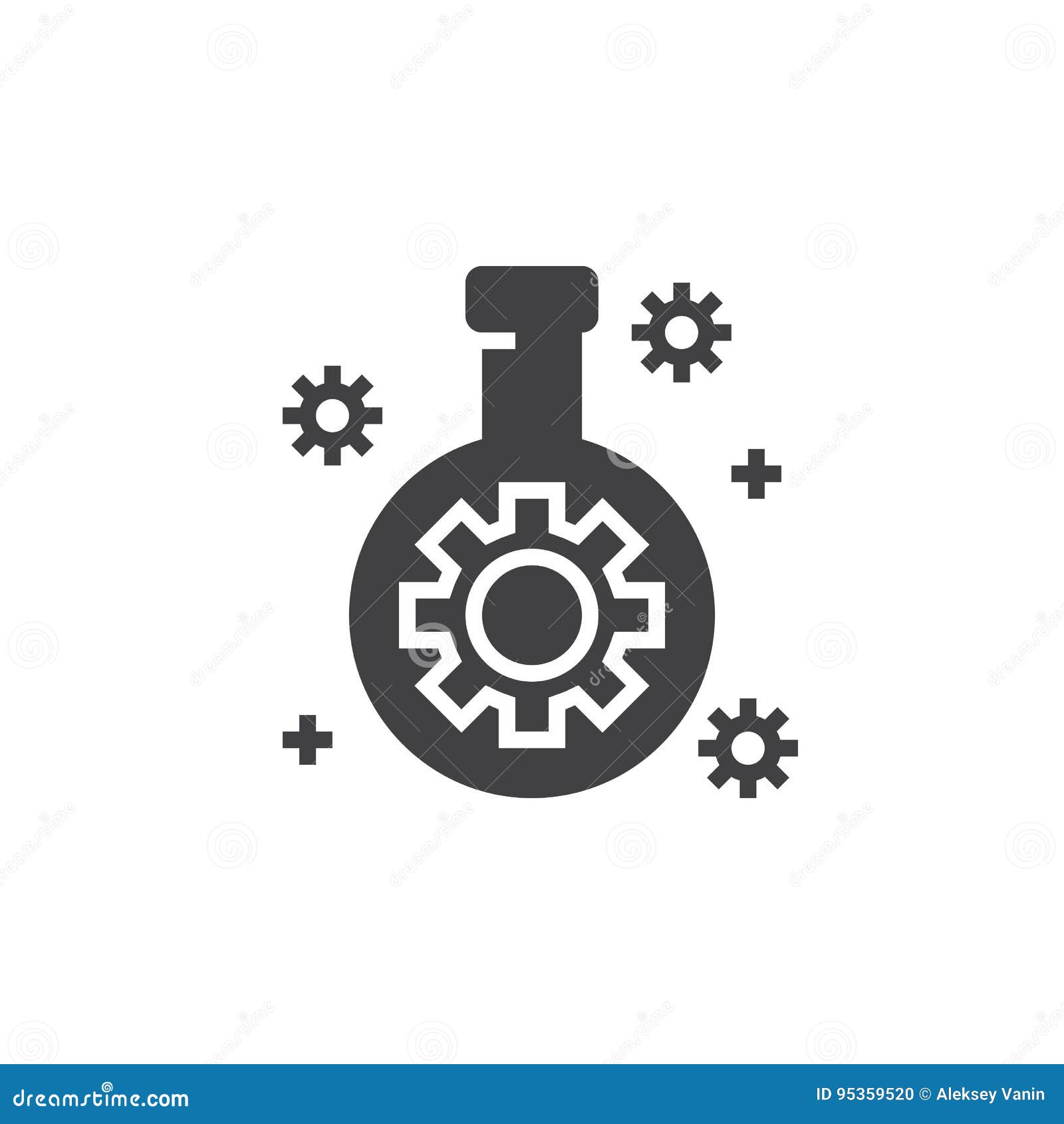 Technology Lab Flask with Gear Icon Vector, Filled Flat Sign, Stock ...