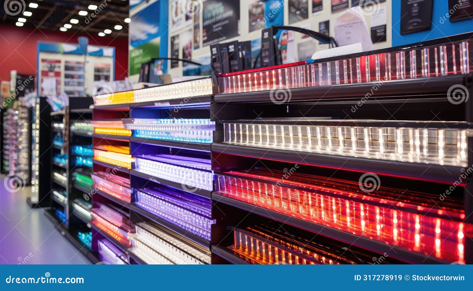 Technology Led Lighting Warehouse Stock Illustration - Illustration of ...