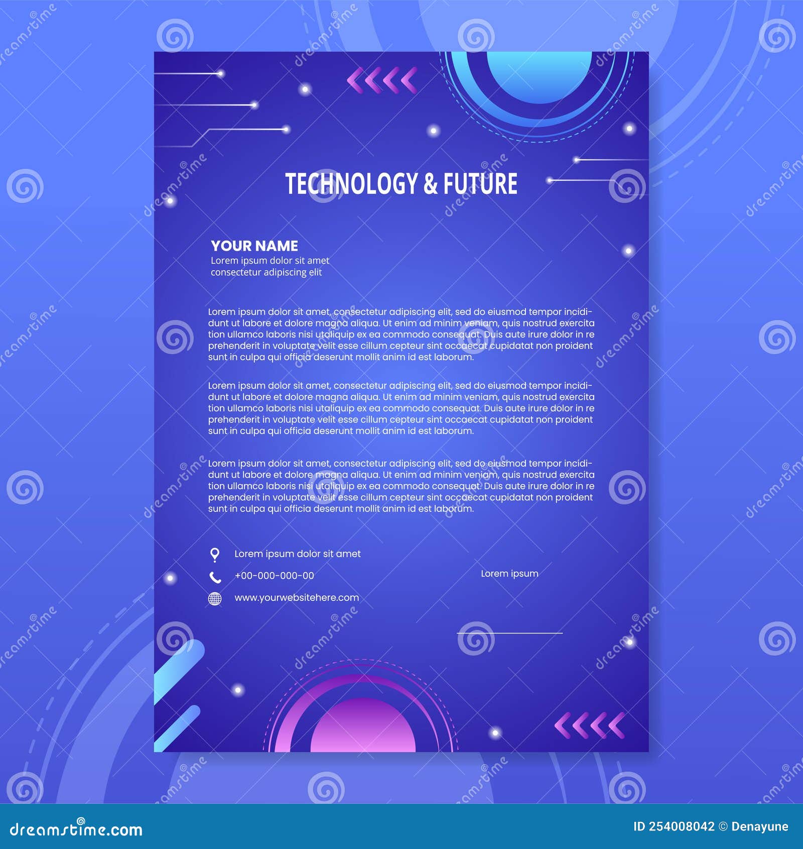 Technology Letterhead Template Hand Drawn Cartoon Flat Illustration ...