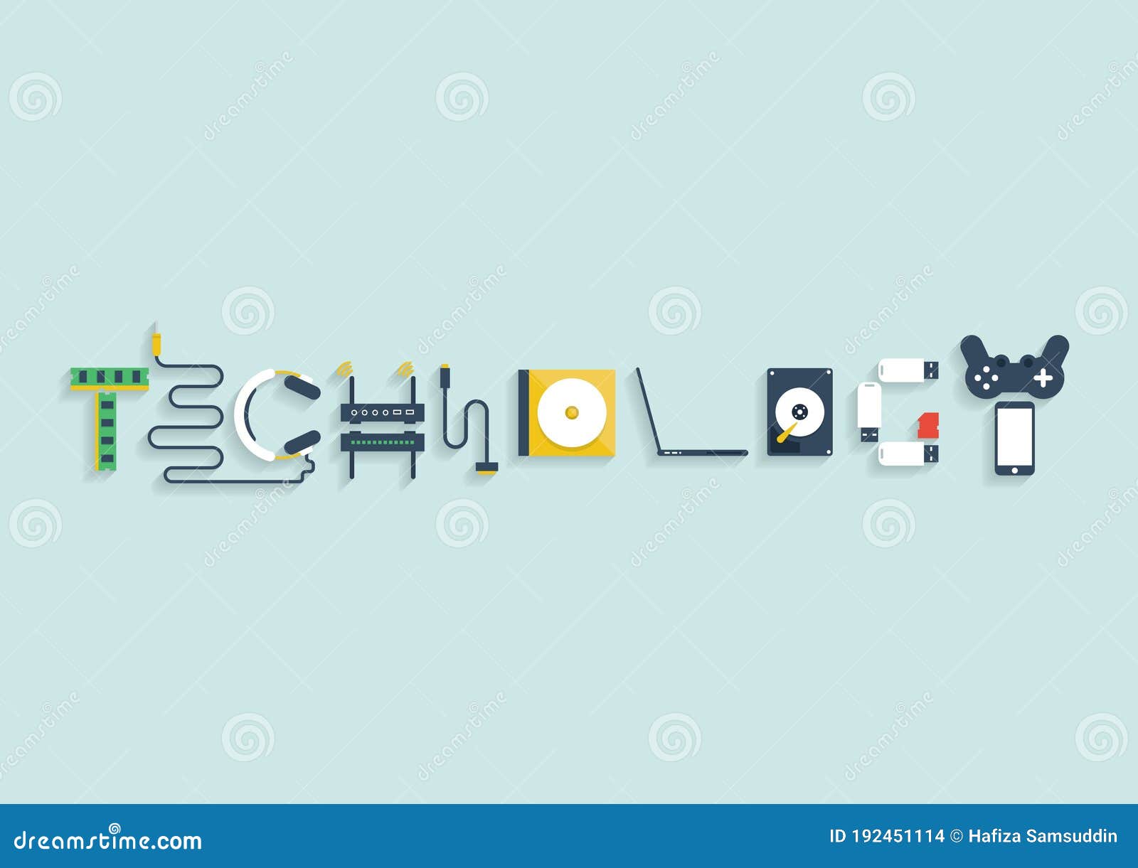 Technology Lettering Design. Vector Illustration Decorative Design ...
