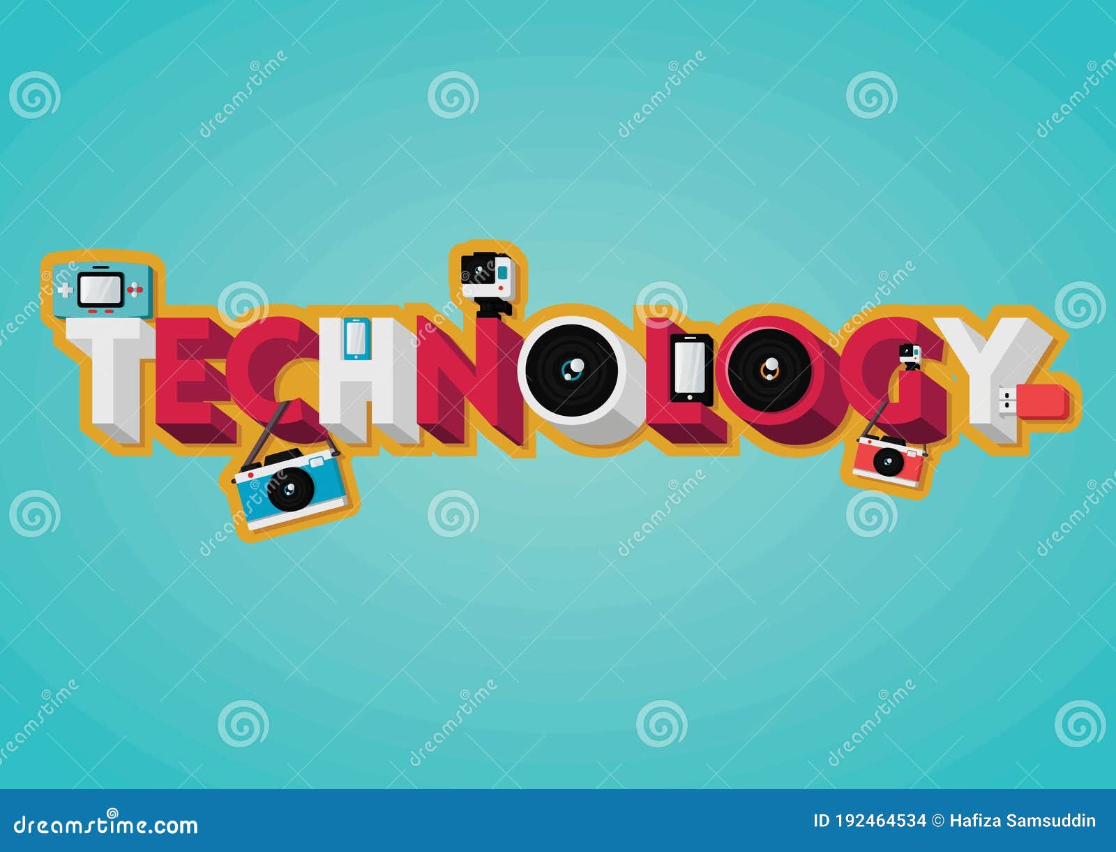 Technology Lettering Design. Vector Illustration Decorative Design ...