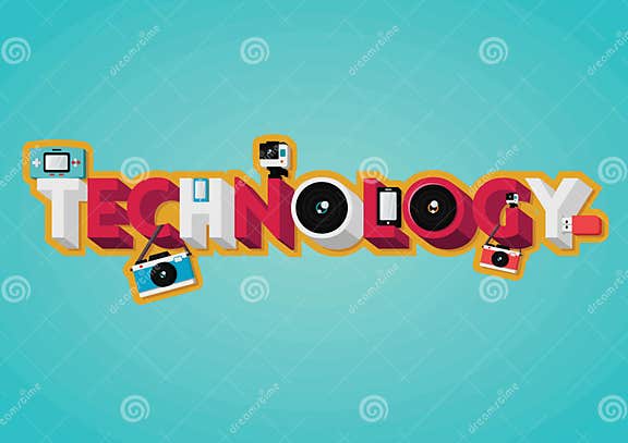 Technology Lettering Design. Vector Illustration Decorative Design ...