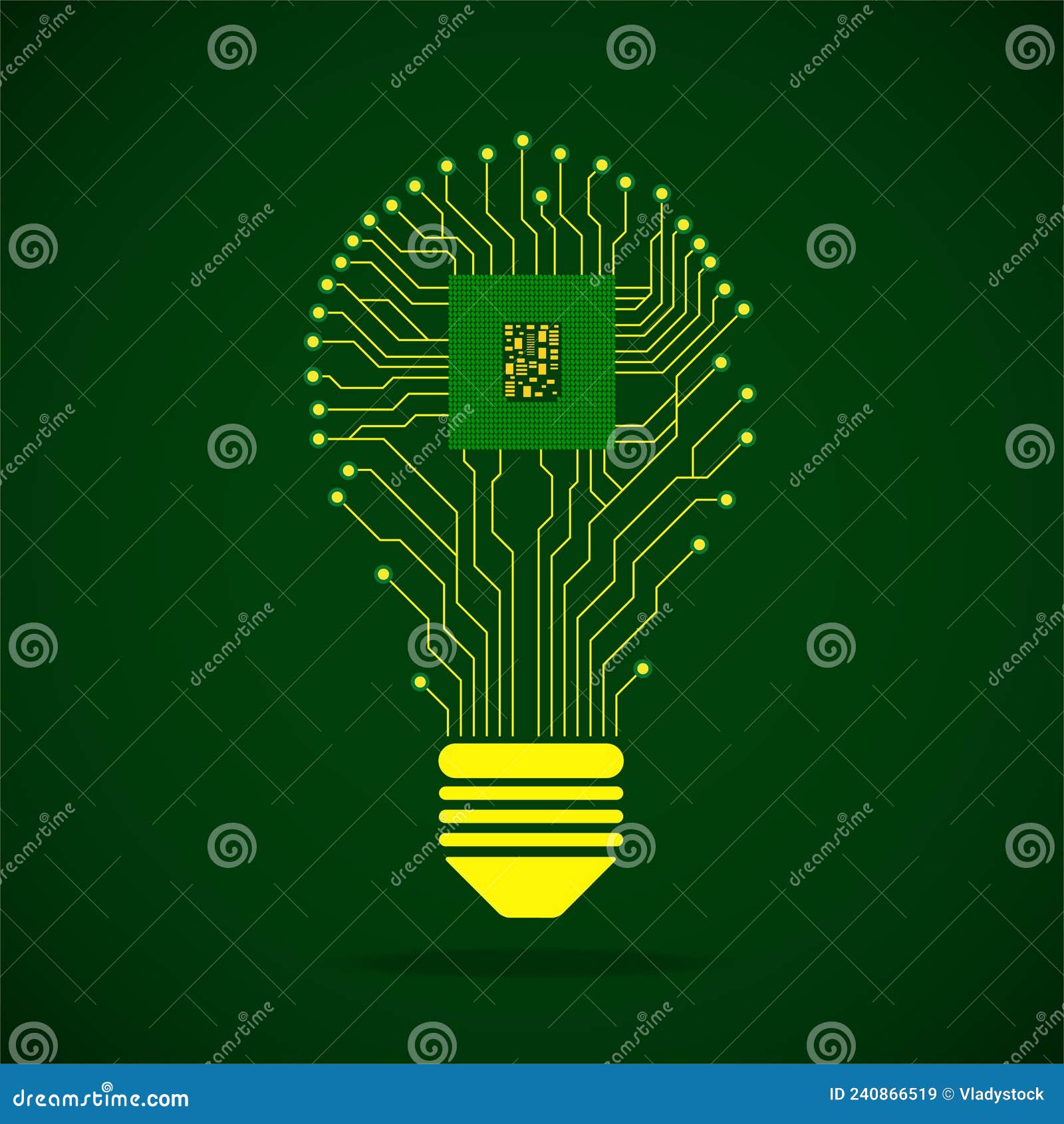 Technology Light Bulb Circuit Board with Cpu Inside Stock Vector ...