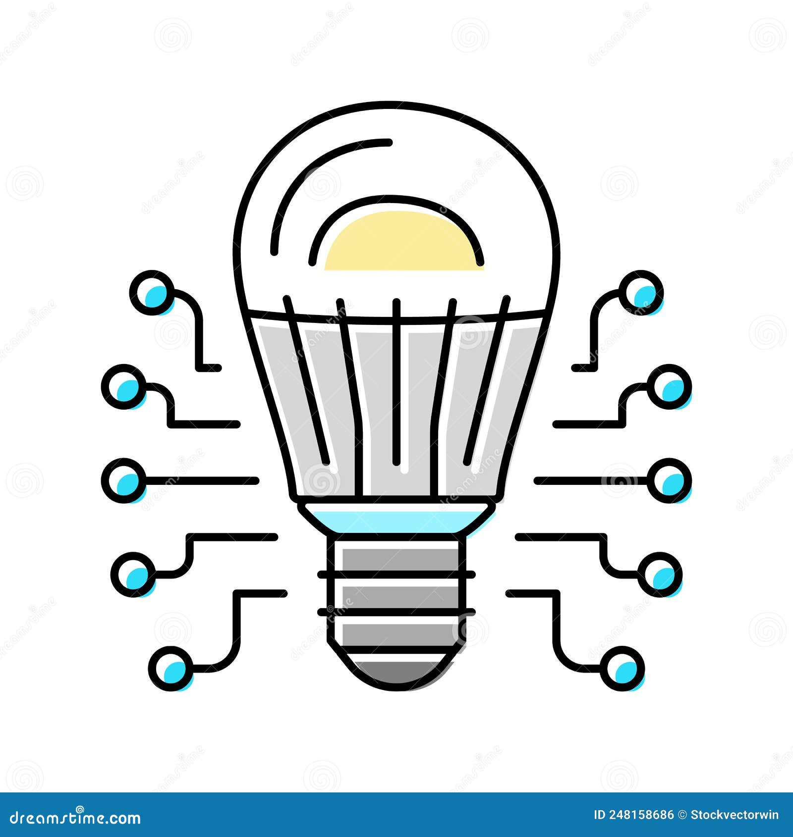 Technology Light Bulb Color Icon Vector Illustration Stock Vector ...