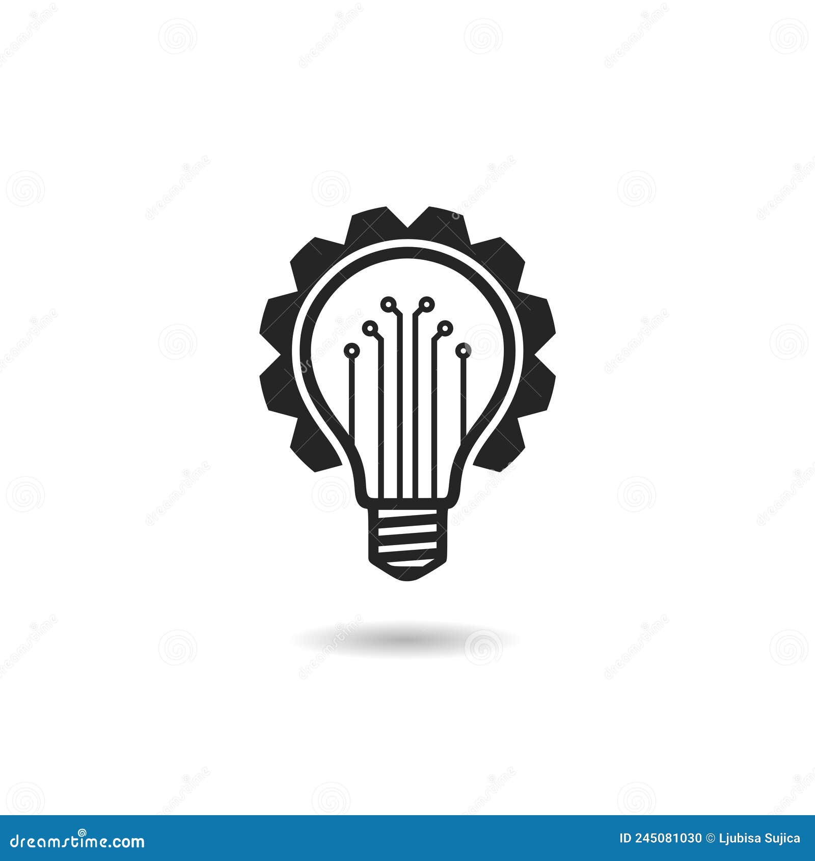 Technology Light Bulb Glyph Icon with Shadow Stock Vector ...