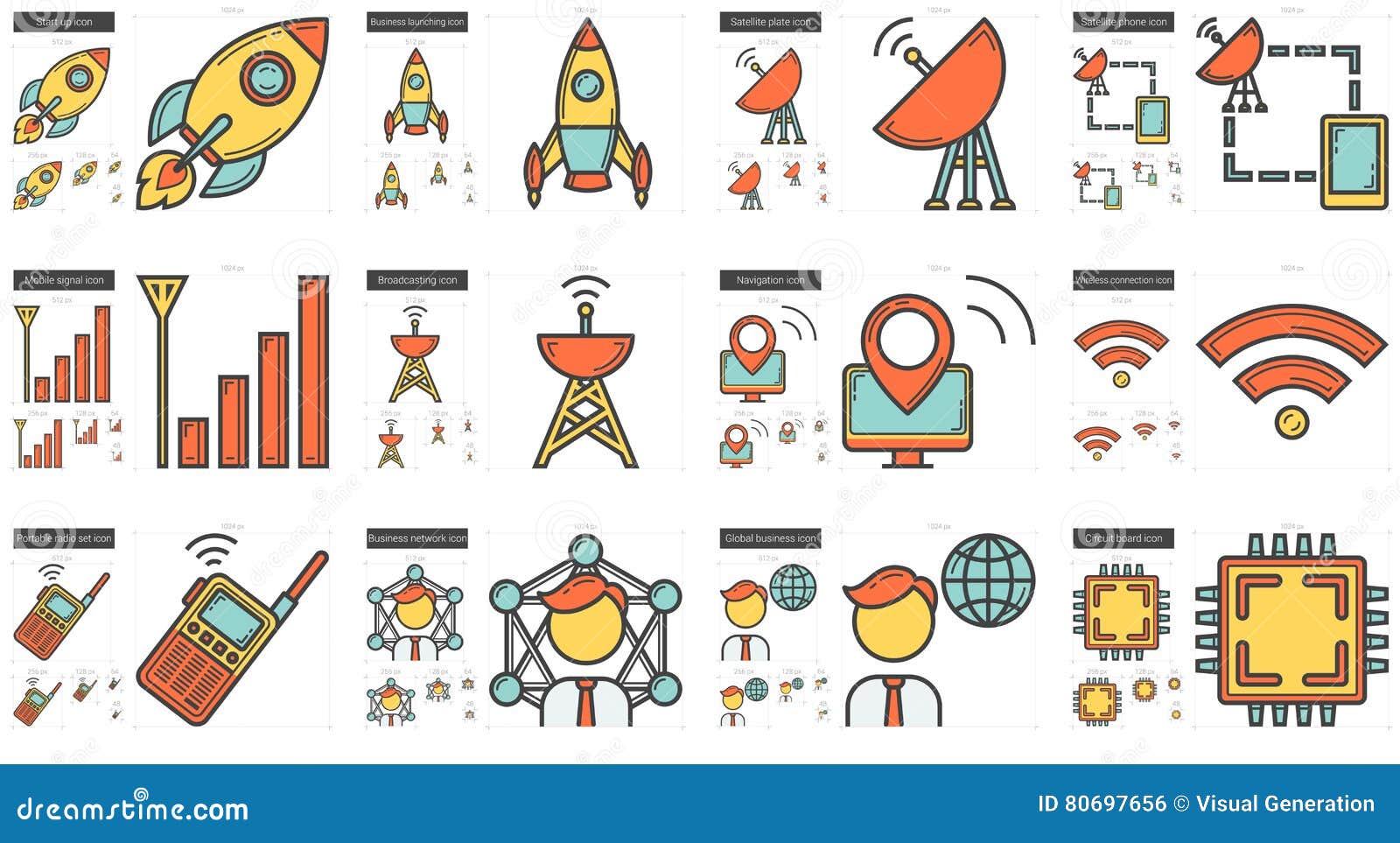 Technology line icon set. stock vector. Illustration of business - 80697656