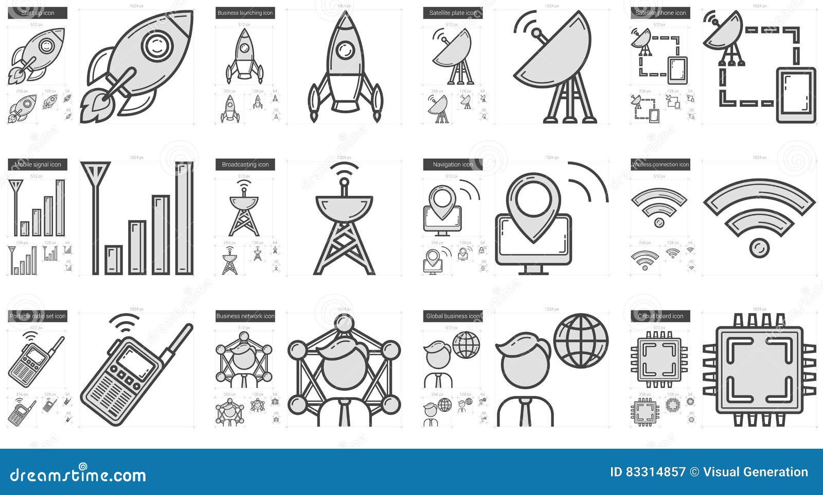 Technology line icon set. stock vector. Illustration of draw - 83314857