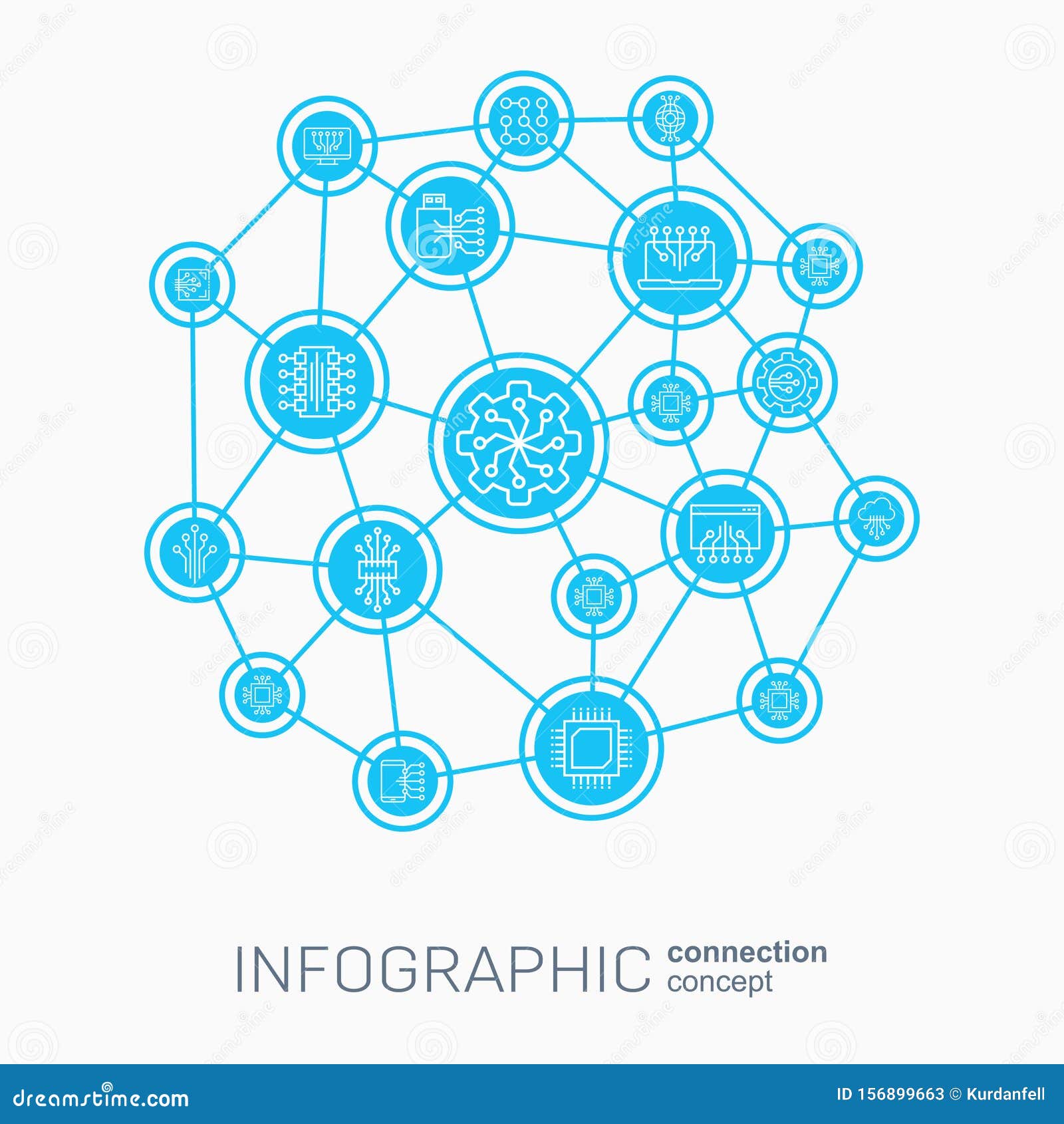 Technology Line Icons Connection Concept for Science Stock Vector ...