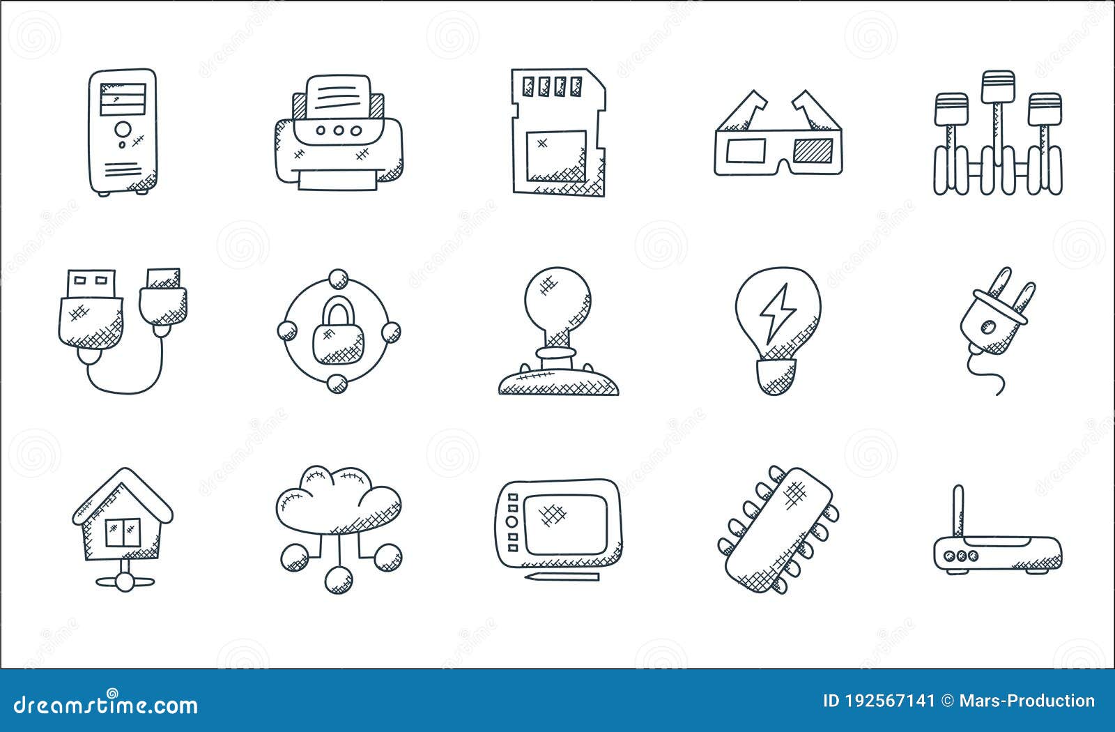 Technology Line Icons. Linear Set Stock Vector - Illustration of ...