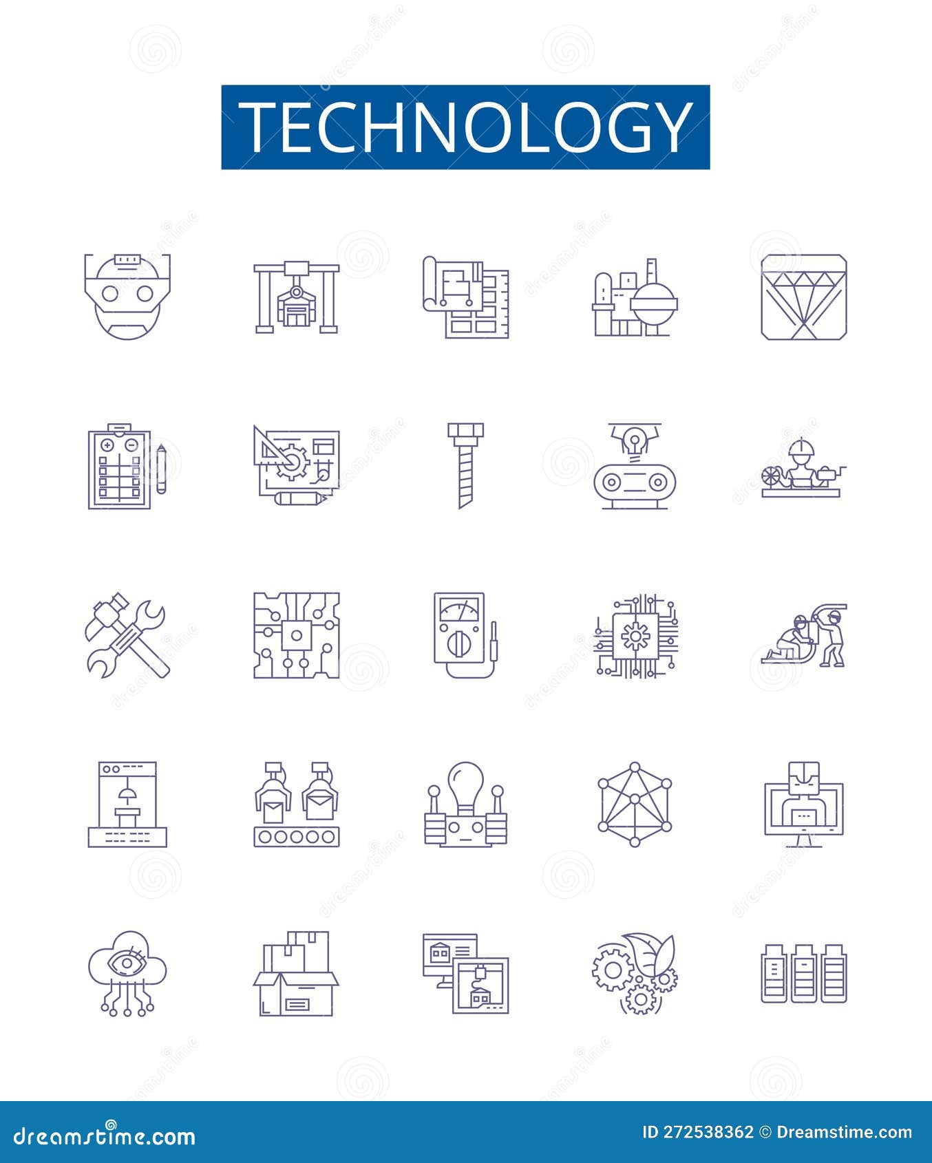 Technology Line Icons Signs Set. Design Collection of Tech, Gadget ...