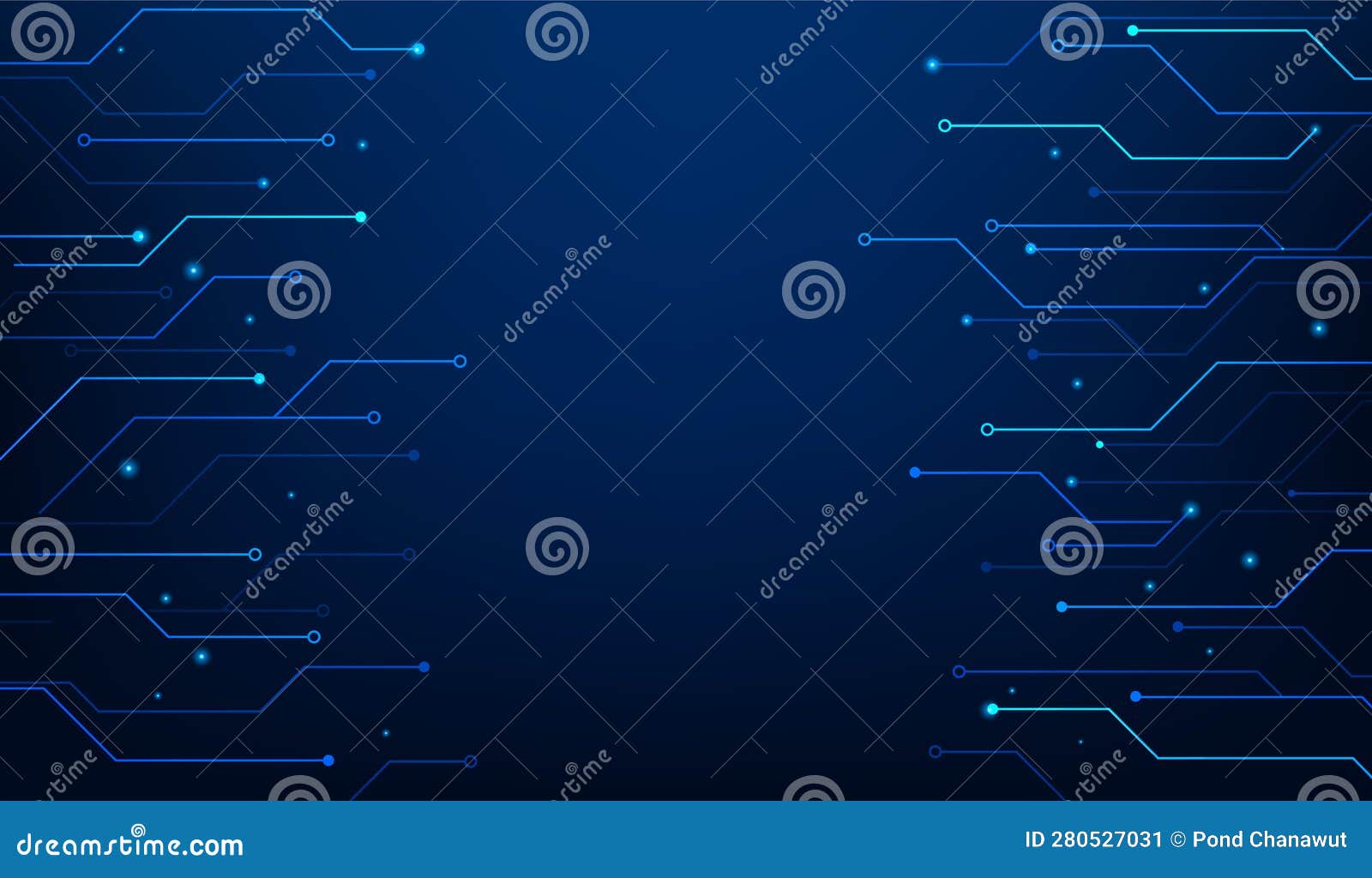Technology Lines Circuit and Dots on Blue Background. Vector ...