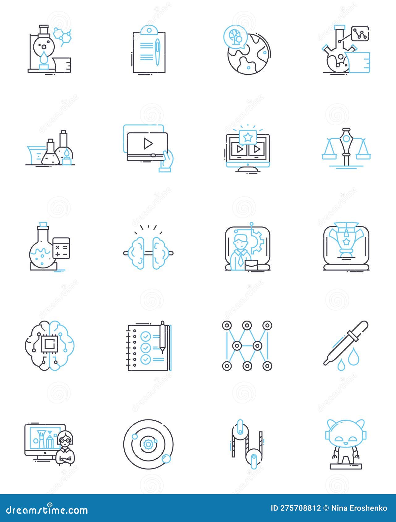 Technology Literacy Linear Icons Set. Digital, Cybersecurity, Coding ...