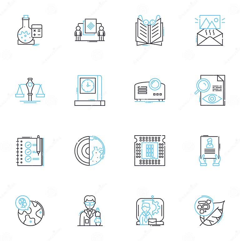 Technology Literacy Linear Icons Set. Digital, Cybersecurity, Coding ...