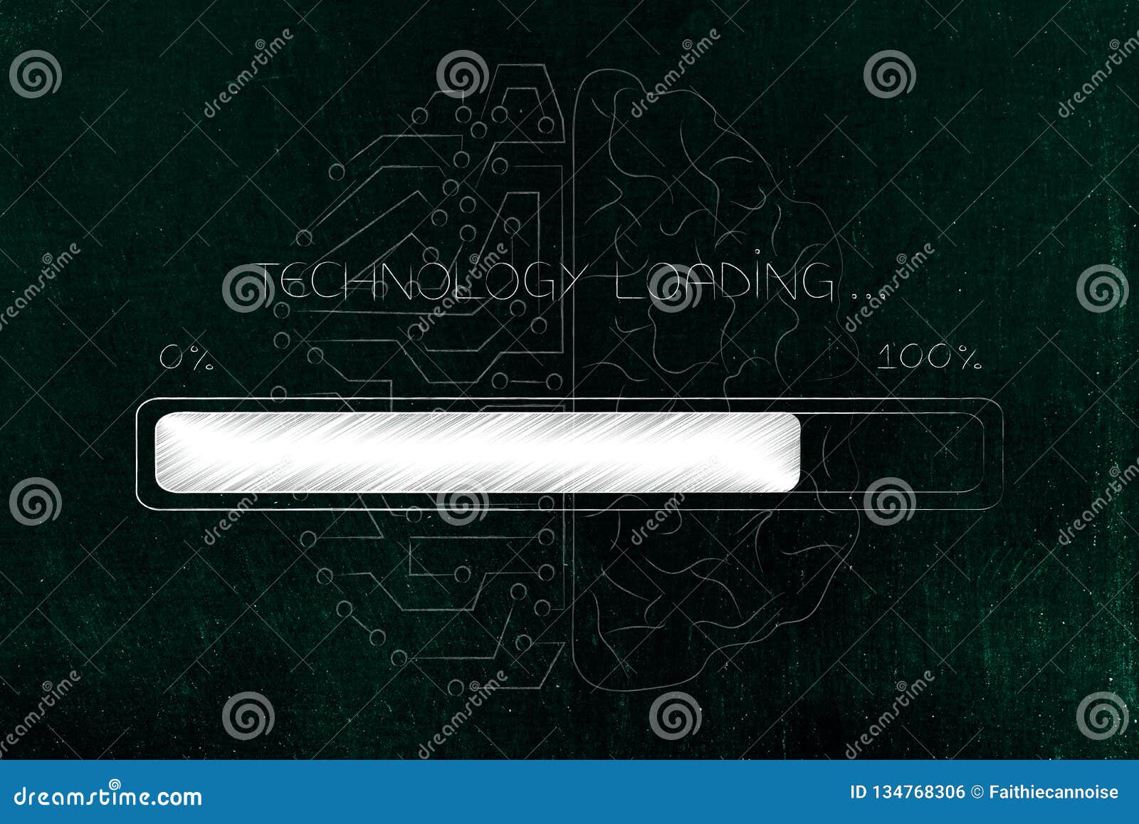 Technology Loading Progress Bar with Half Human Half Artificial ...