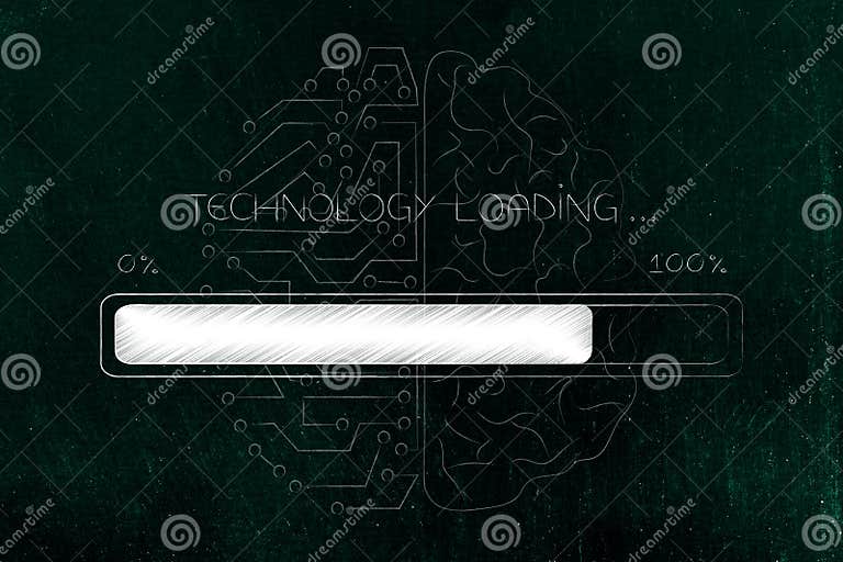 Technology Loading Progress Bar with Half Human Half Artificial ...