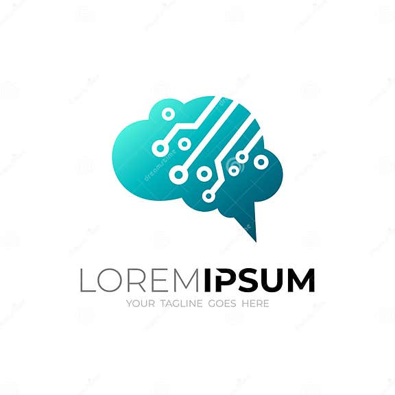 Technology Logo with Brain Design, Smart Technology Icon Stock Vector ...