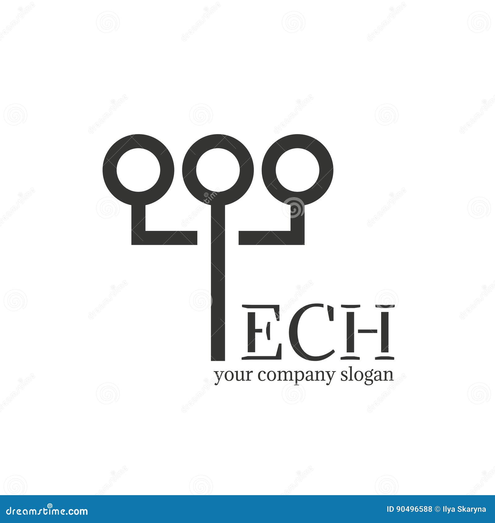 Technology Logo. Broken Letters. Design Element for Logo, Label, Emblem ...