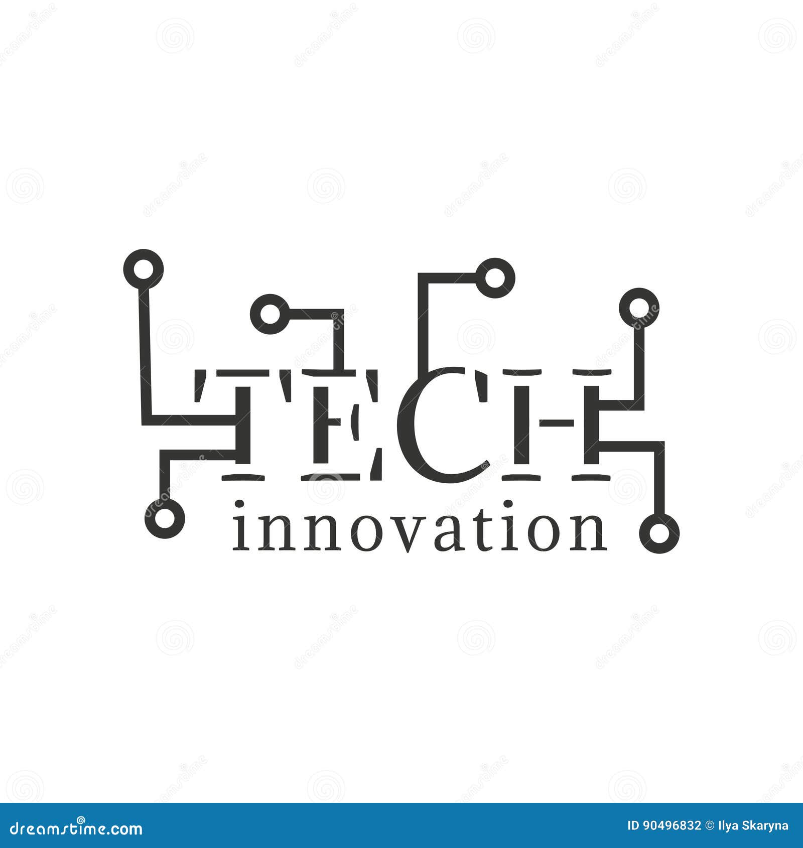 Technology Logo. Broken Letters. Design Element for Logo, Label, Emblem ...