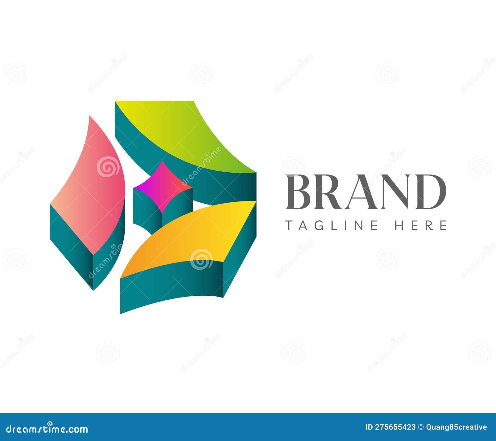 Letter V Logo Design with Three Graphic Elements Connected. Stock ...