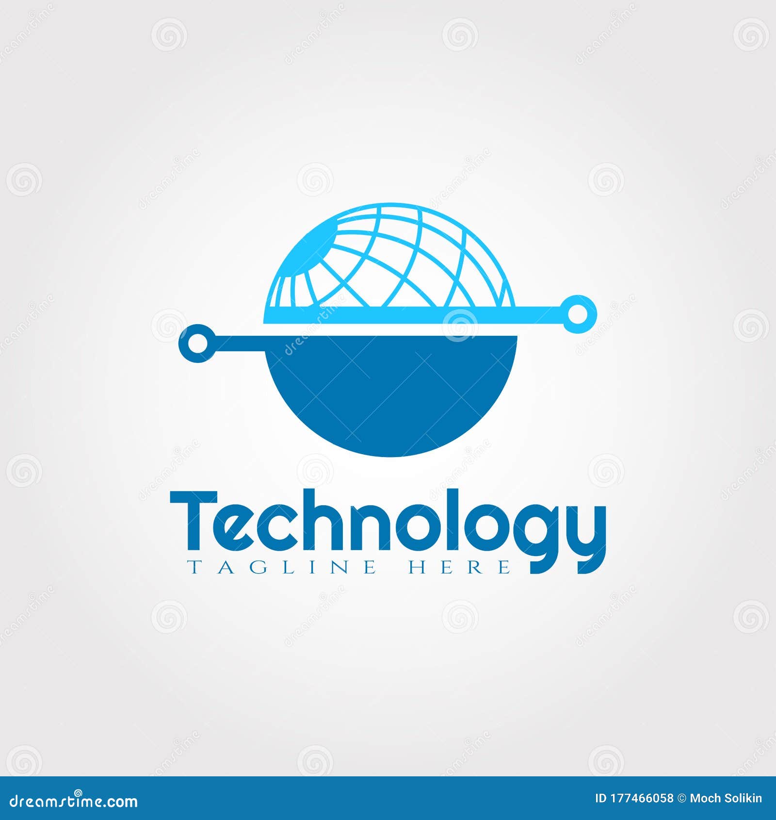 Technology Logo Design with Earth Combination, Illustration Element ...