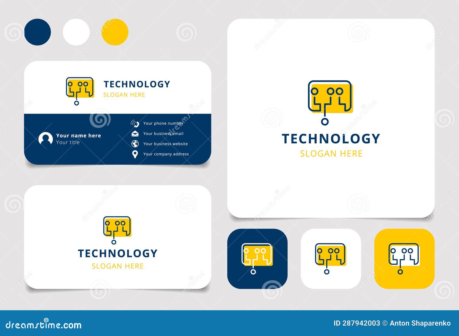 Technology Logo Design with Editable Slogan. Branding Book and Business ...