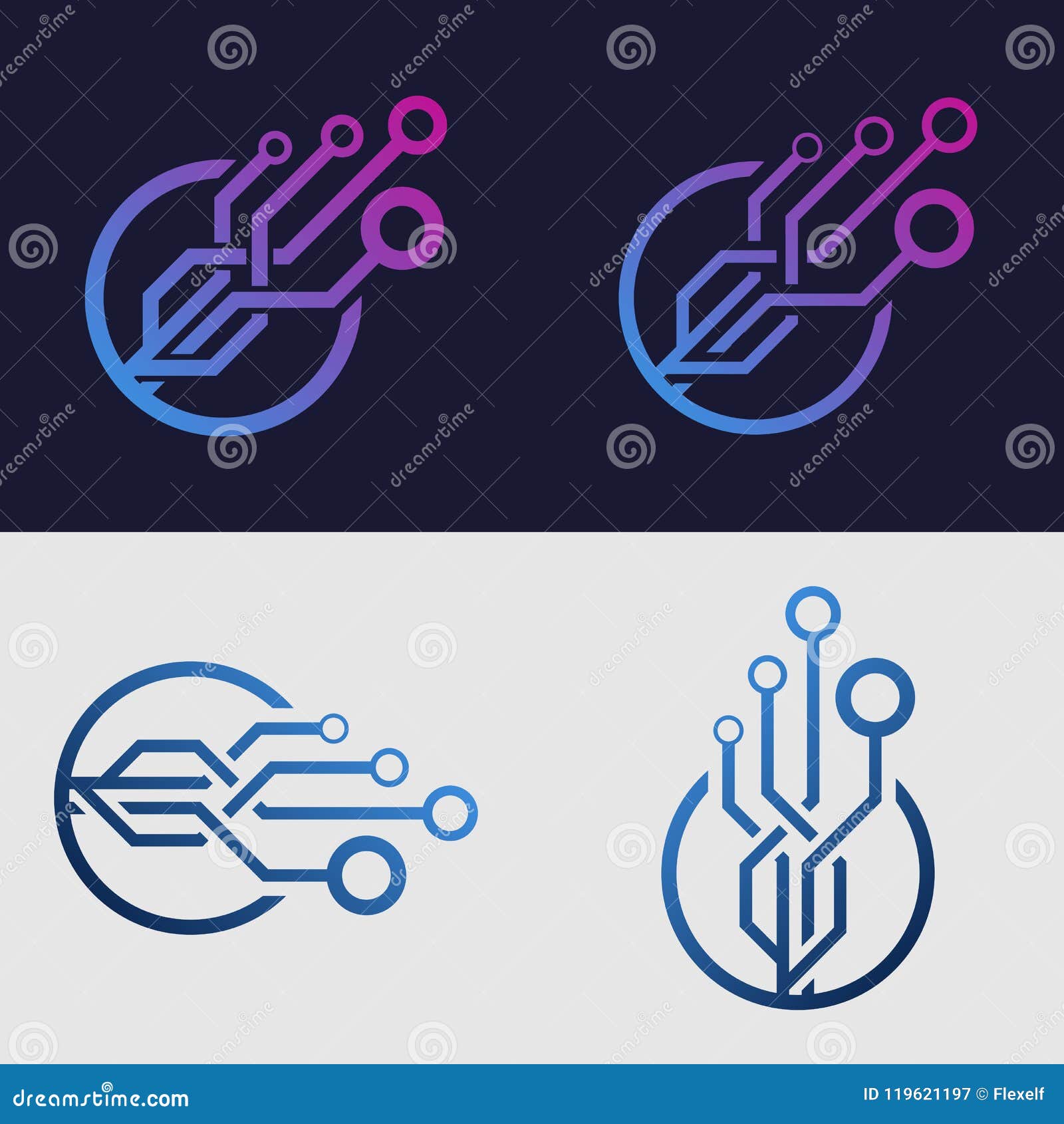 Technology Logo Design. Tech Element Stock Vector - Illustration of ...