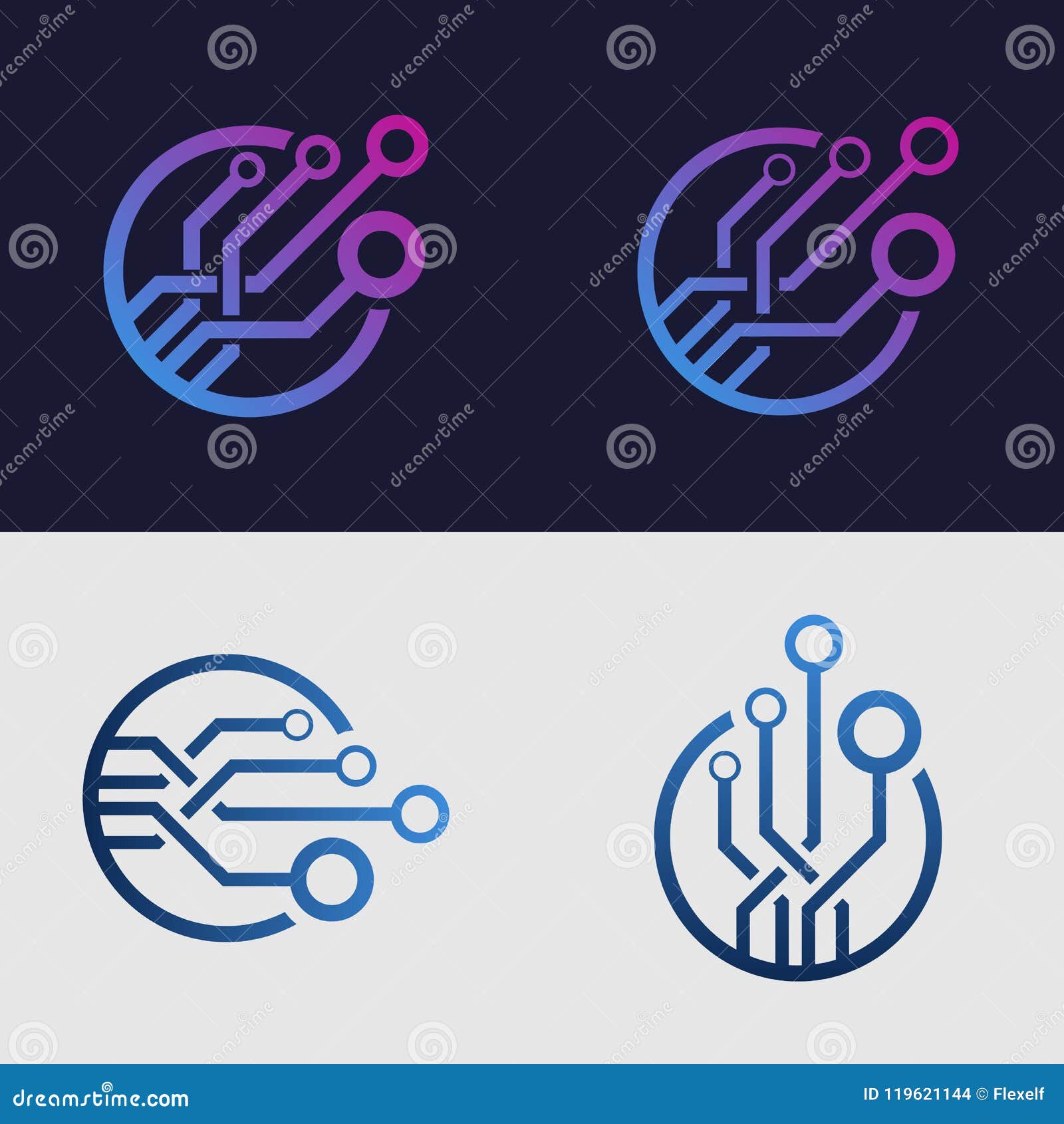 Technology Logo Design. Tech Element Stock Vector - Illustration of ...