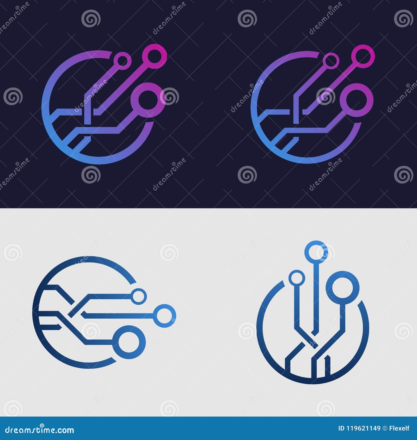 Technology Logo Design. Tech Element Stock Vector - Illustration of ...