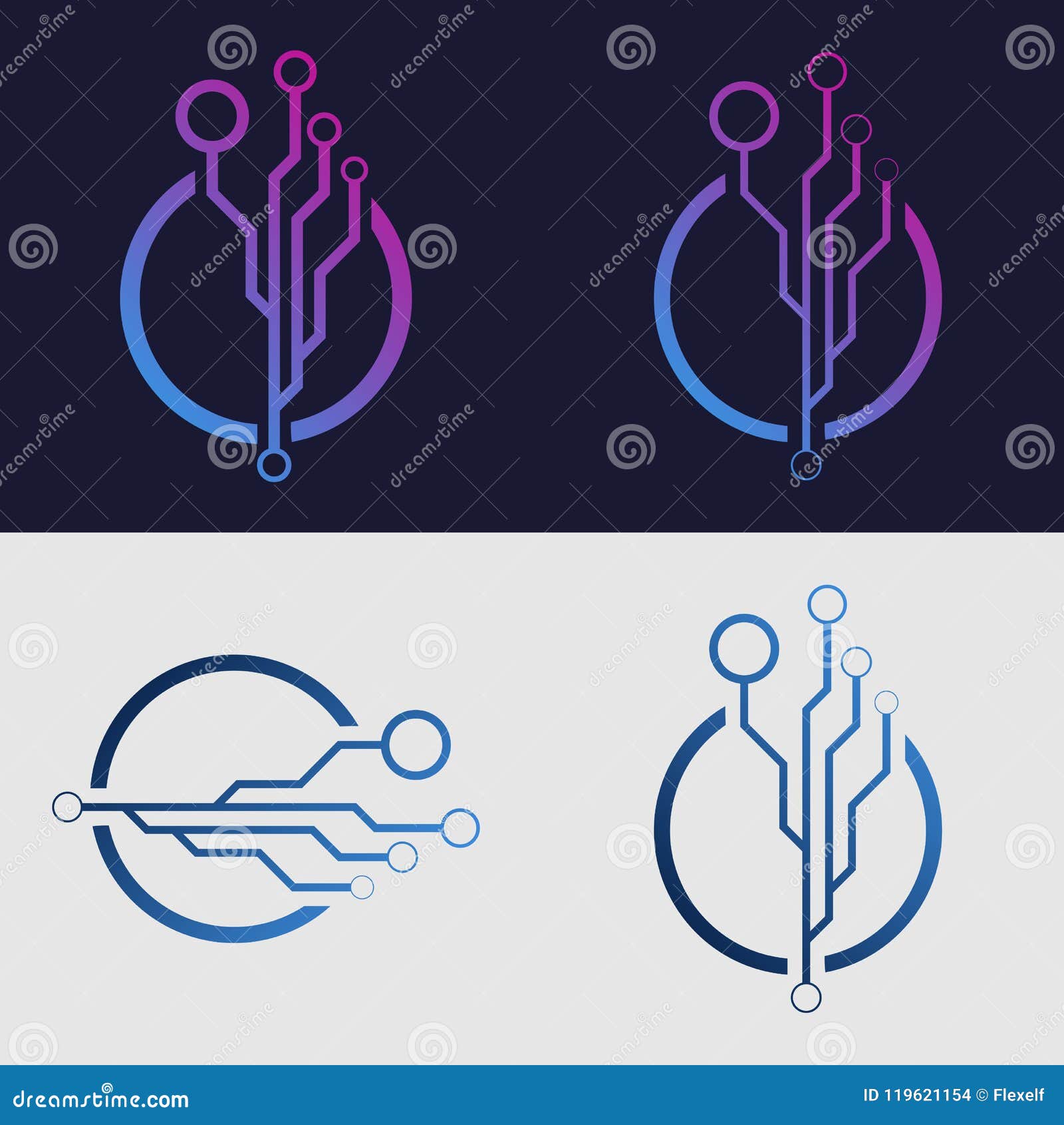 Technology Logo Design. Tech Element Stock Vector - Illustration of ...