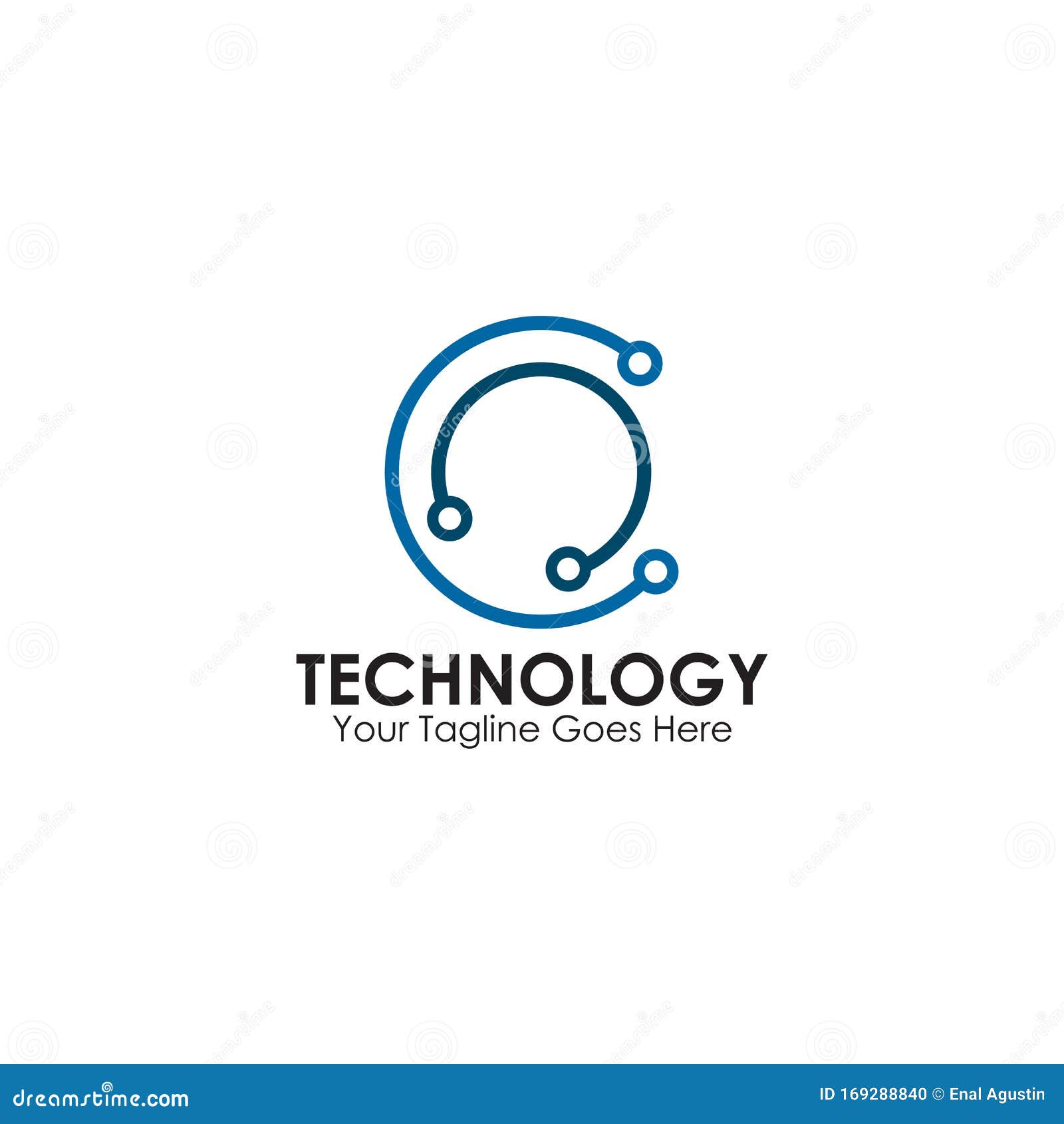 Technology Logo Design with Using Circuit Element Vector Template Stock ...