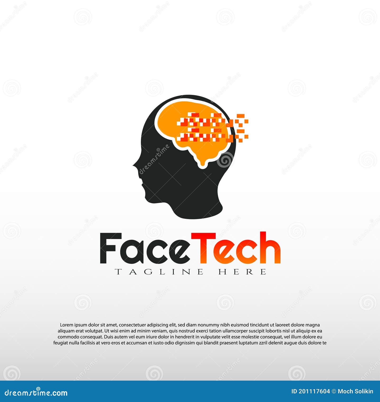 Technology Logo with Human Face Concept Design, Illustration Element ...