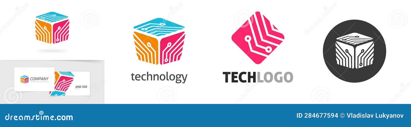 Technology Logo Icon Vector Graphic, Digital Tech Circuit Chip Science ...