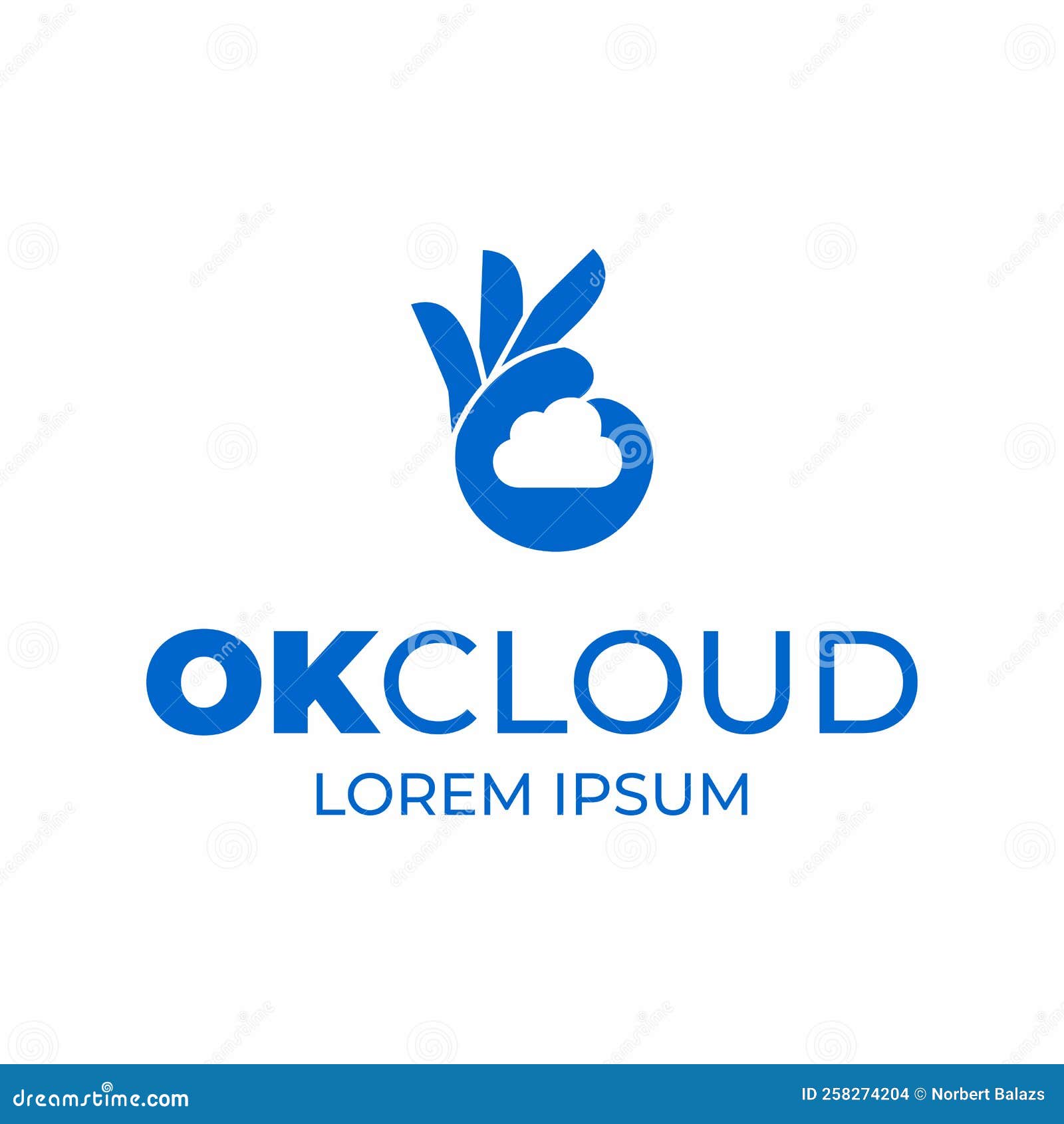 Ok Cloud Logo Template. Hand Okay and Cloud in Negative Space Stock Vector - Illustration of ...