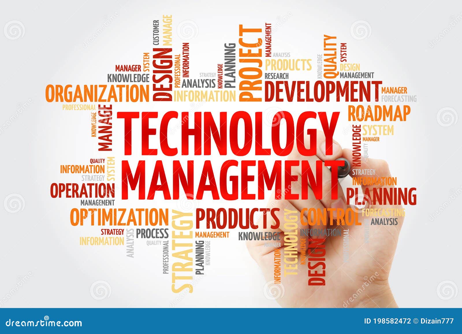 Technology Management Word Cloud with Marker, Business Concept ...