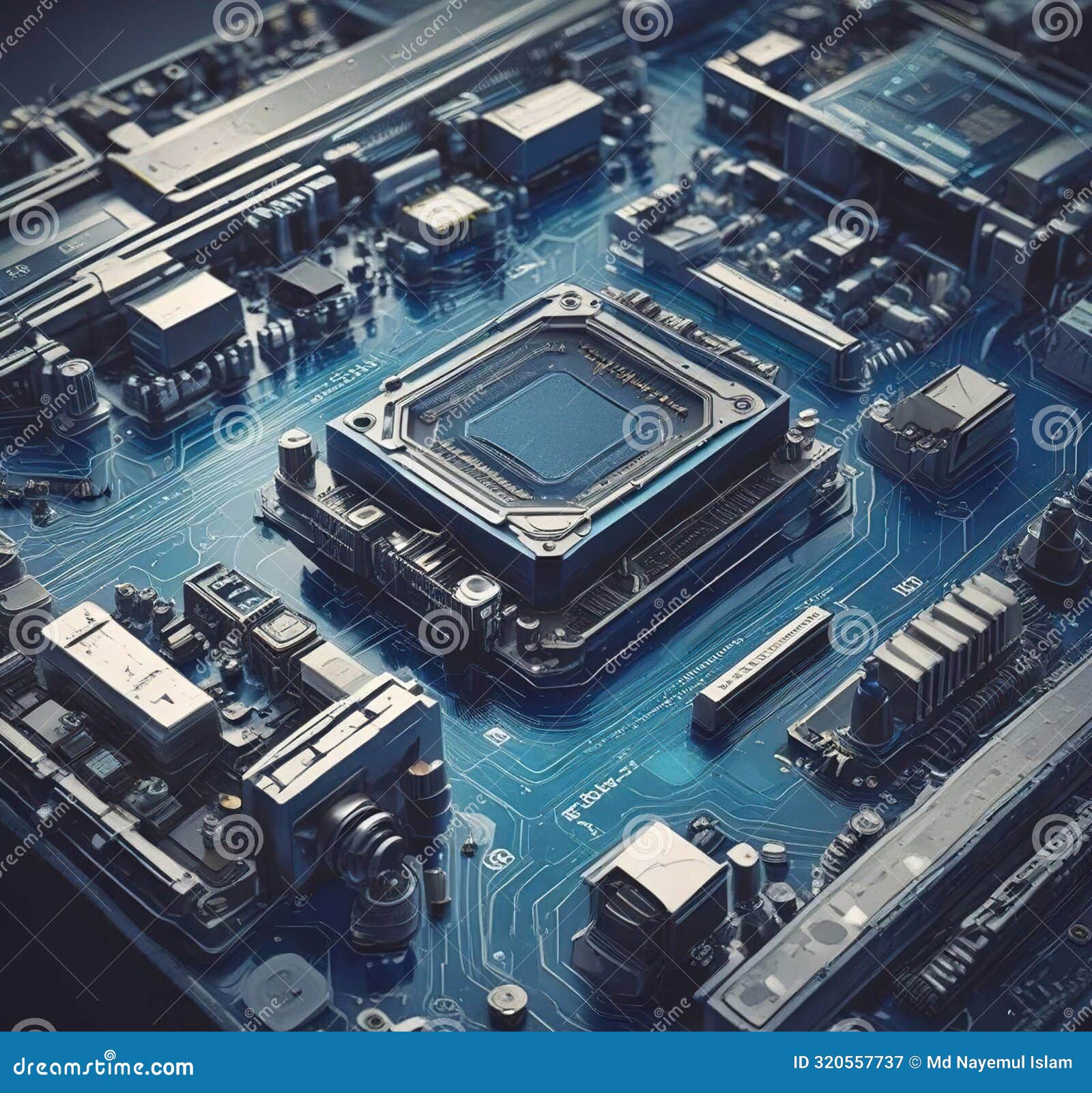Technology Material with a Blue Circuit Board Stock Illustration ...