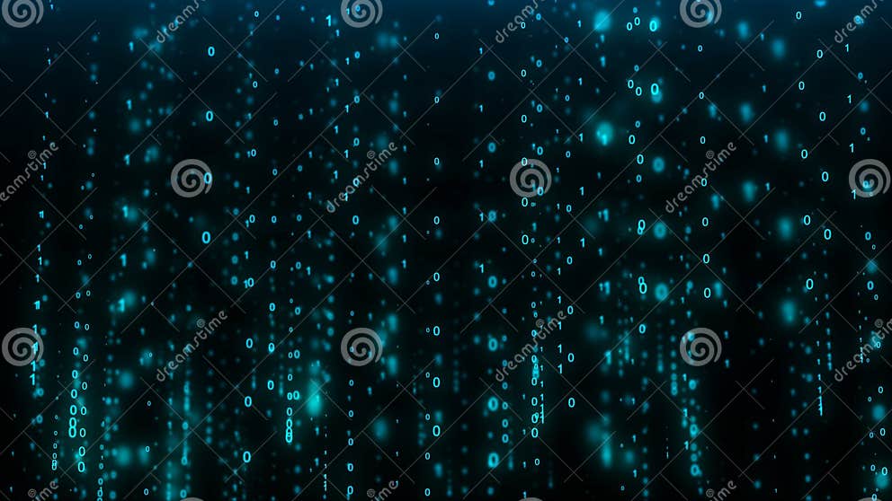 Technology Matrix Background. Cyber Security with Falling Numbers on Screen. Binary Code ...