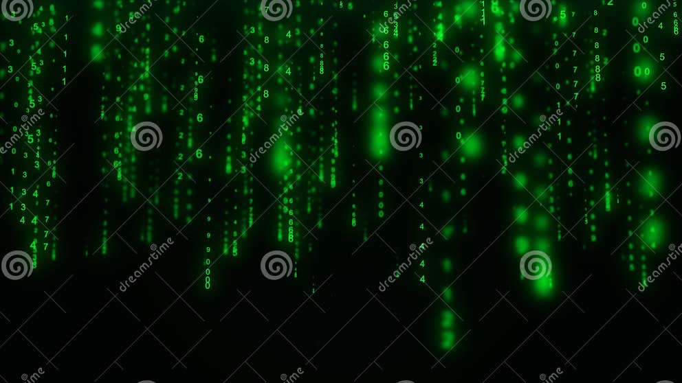 Technology Matrix Background. Cyber Security with Falling Numbers on Screen. Binary Code ...