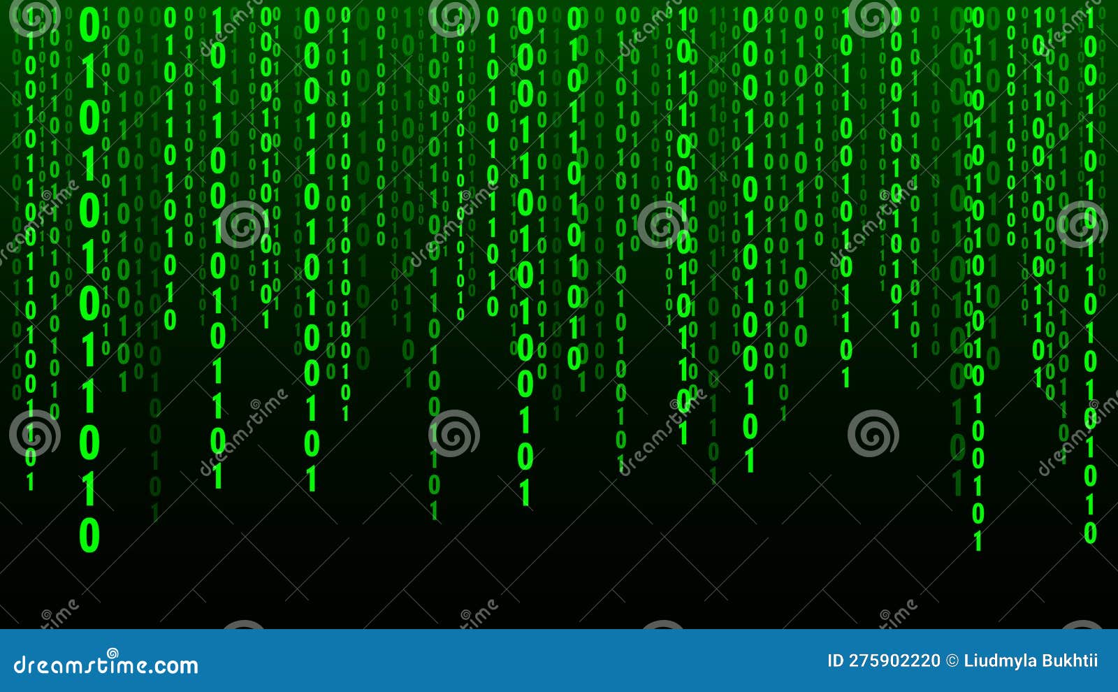 Technology Matrix Background Cyber Security With Falling Numbers On Screen Vector Binary Code