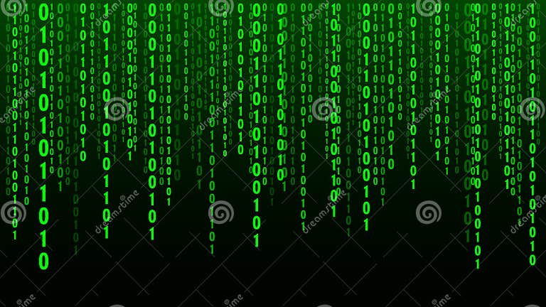 Technology Matrix Background. Cyber Security with Falling Numbers on Screen. Vector Binary Code ...