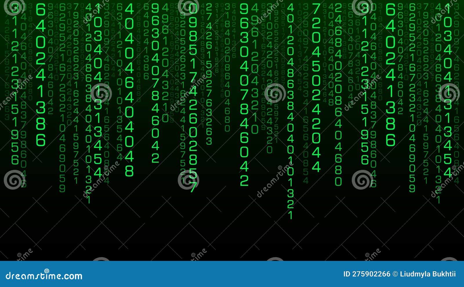 Technology Matrix Background. Cyber Security with Falling Numbers on ...