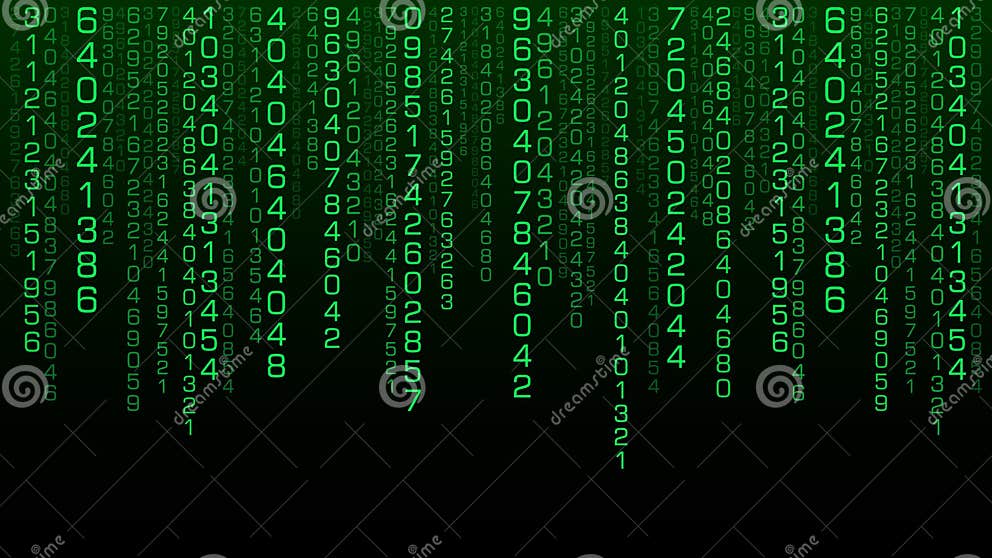 Technology Matrix Background. Cyber Security with Falling Numbers on Screen. Vector Binary Code ...