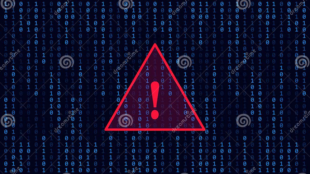Technology Matrix Background with Danger Symbol. Cyber Security with ...