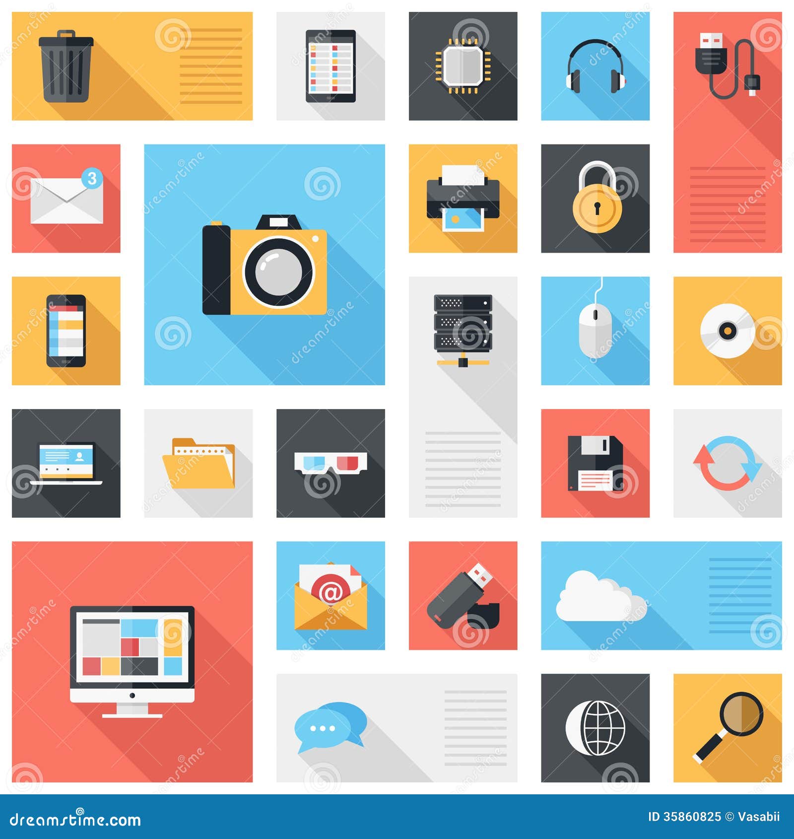 Technology and media icons stock vector. Illustration of communication ...