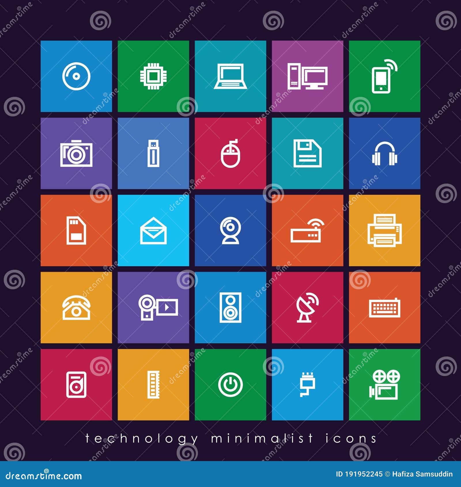 Technology Minimalist Icons. Vector Illustration Decorative Design ...