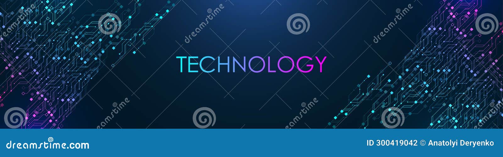 Technology Modern Blue Horizontal Banner Template with Circuit Board ...