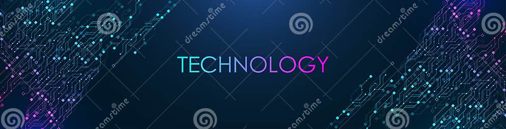 Technology Modern Blue Horizontal Banner Template with Circuit Board ...